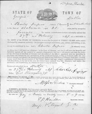 Charles Dupree, Civil War, Whitfield County GA